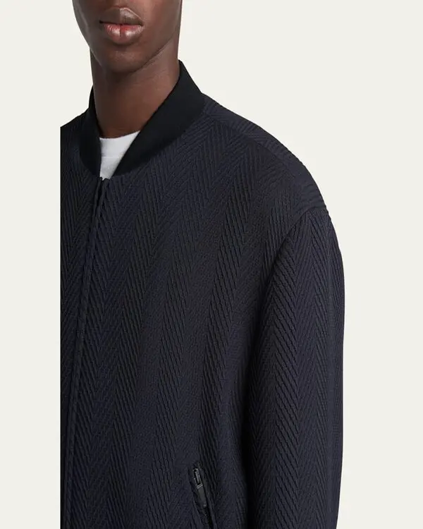 Giorgio Armani Raised Chevron Bomber Jacket