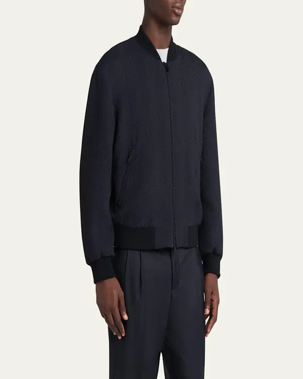 Giorgio Armani Raised Chevron Bomber Jacket