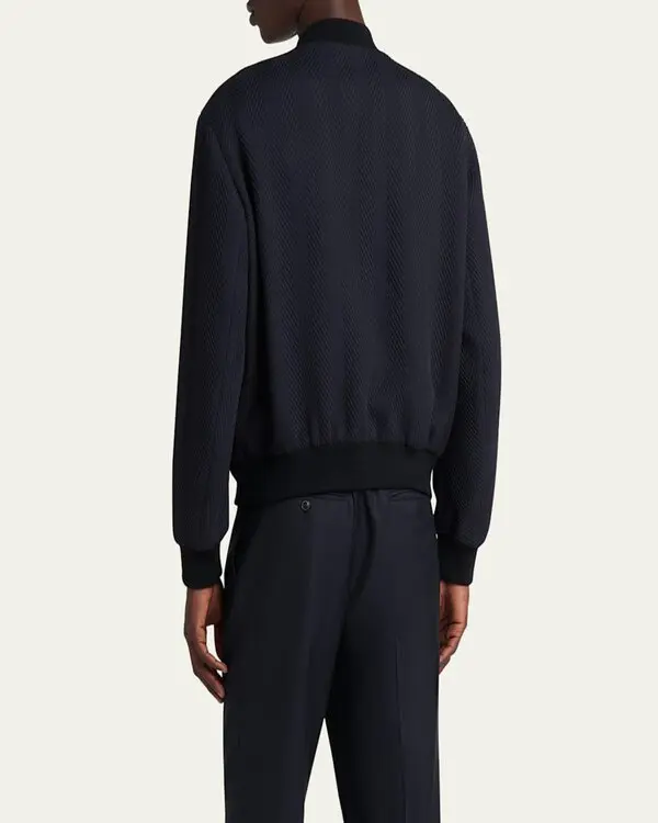 Giorgio Armani Raised Chevron Bomber Jacket