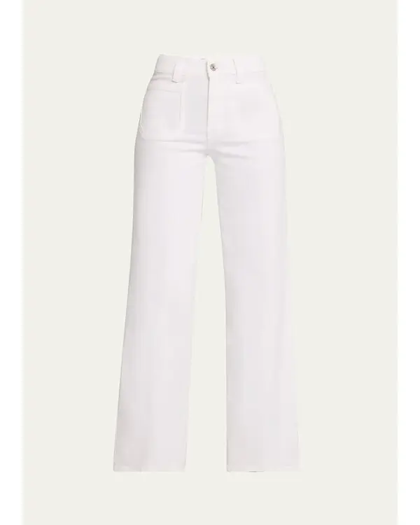 FRAME Le Slim Palazzo Modernist Pocket Jeans - White