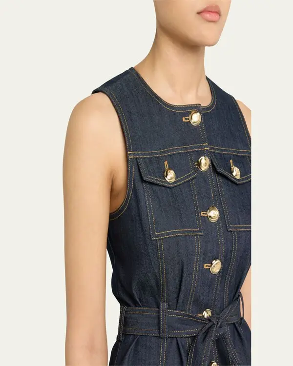 Cinq À Sept Reenee Belted Denim Vest - Indigo