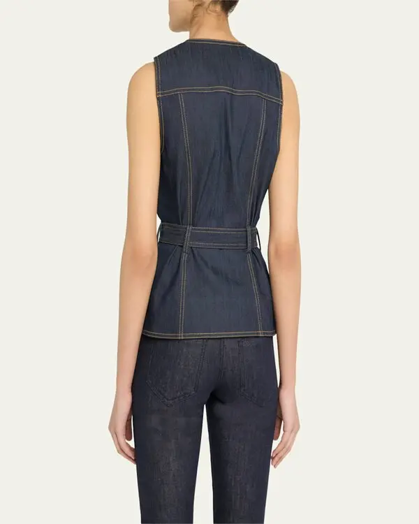 Cinq À Sept Reenee Belted Denim Vest - Indigo