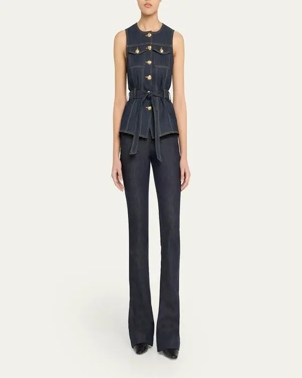 Cinq À Sept Reenee Belted Denim Vest - Indigo