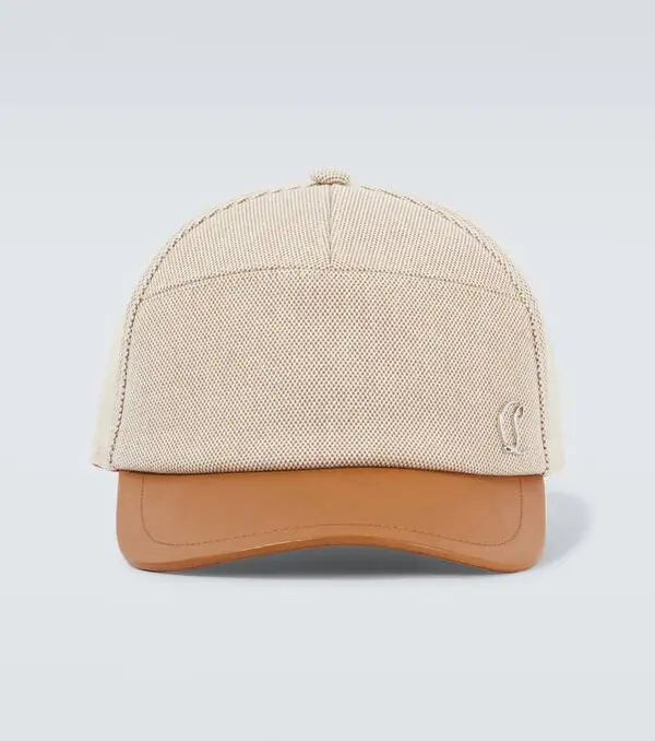 CHRISTIAN LOUBOUTIN Leather-trimmed Baseball Cap - Brown