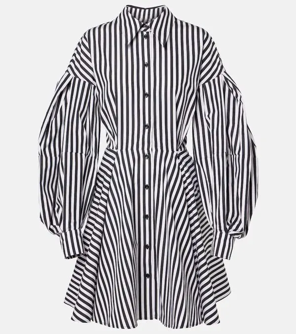 Nina Ricci Striped Cotton Poplin Midi Shirt Dress - Blue