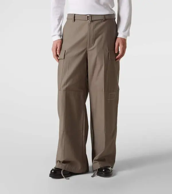 Sacai Cotton Cargo Trousers Taupe