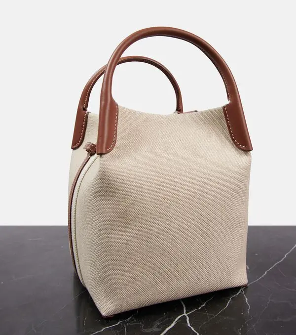 Loro Piana Bale Small Canvas And Leather Tote Bag - Beige