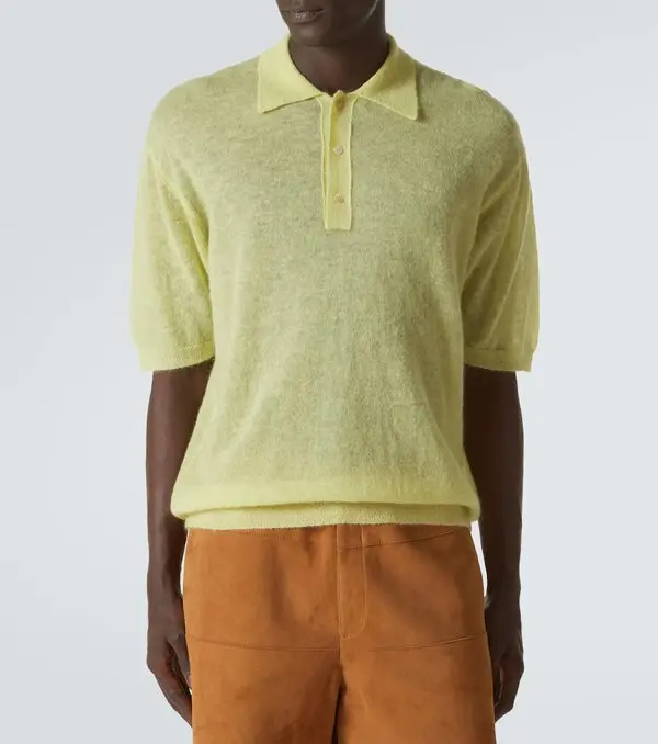 Auralee Mohair-blend Polo Sweater