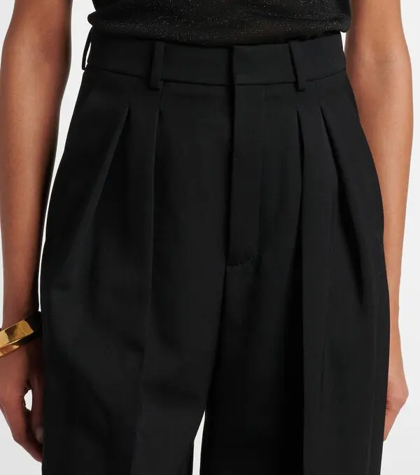 Saint Laurent High-rise Wool Grain De Poudre Tuxedo Trousers