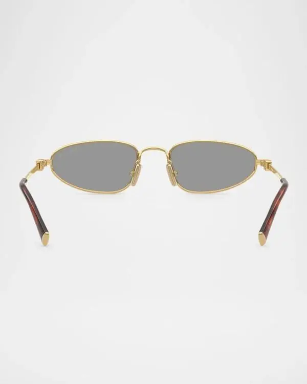 Miu Miu Metal Oval Sunglasses - Gold
