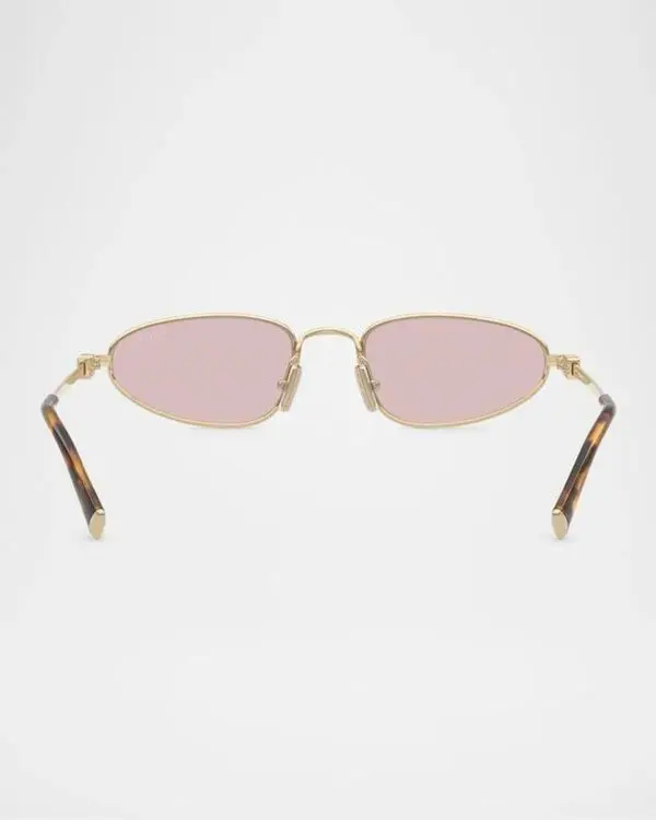 Miu Miu Metal Oval Sunglasses - Pale Gold