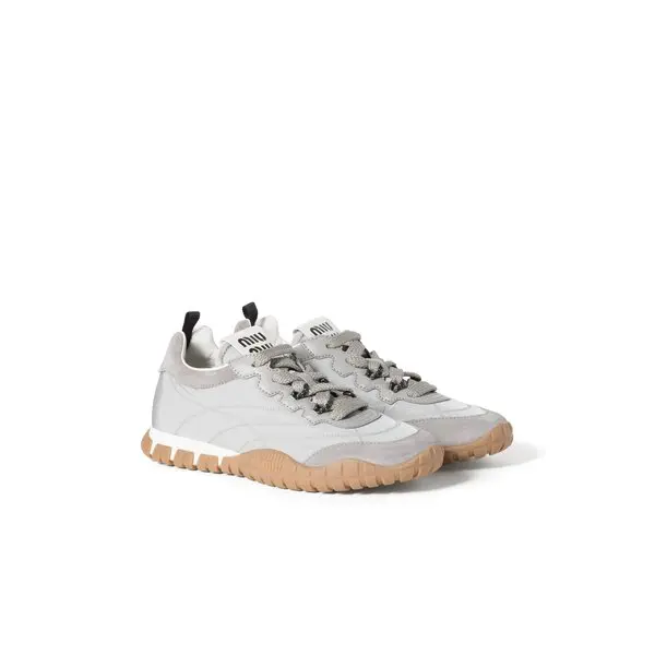 Miu Miu Tyre Technical Fabric And Suede Sneakers - Cloudy Gray