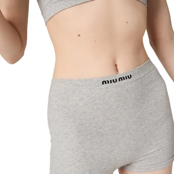 Miu Miu Seamless Mélange Knit Boxer Shorts - Grey