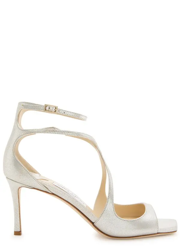 JIMMY CHOO Azia 75 Metallic Leather Sandals - Gold