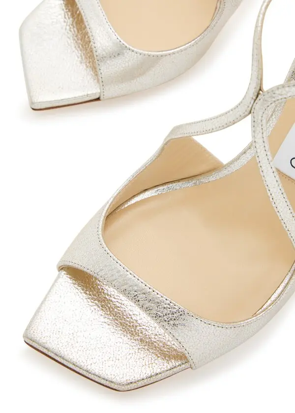 JIMMY CHOO Azia 75 Metallic Leather Sandals - Gold