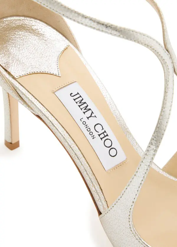 JIMMY CHOO Azia 75 Metallic Leather Sandals - Gold