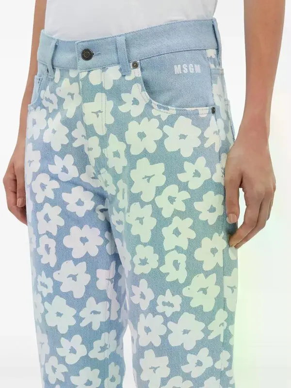 MSGM Floral-print Straight Leg Trousers