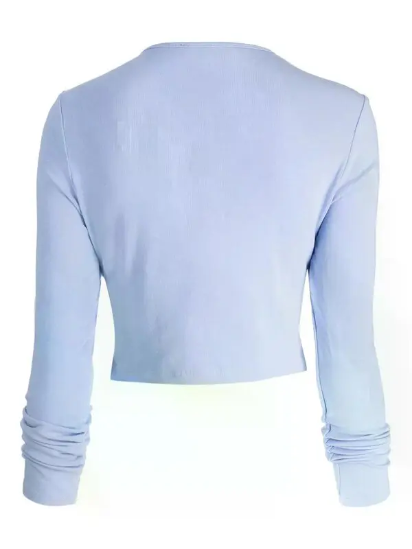 TOUT A COUP Ruched Cropped Cardigan - Blue