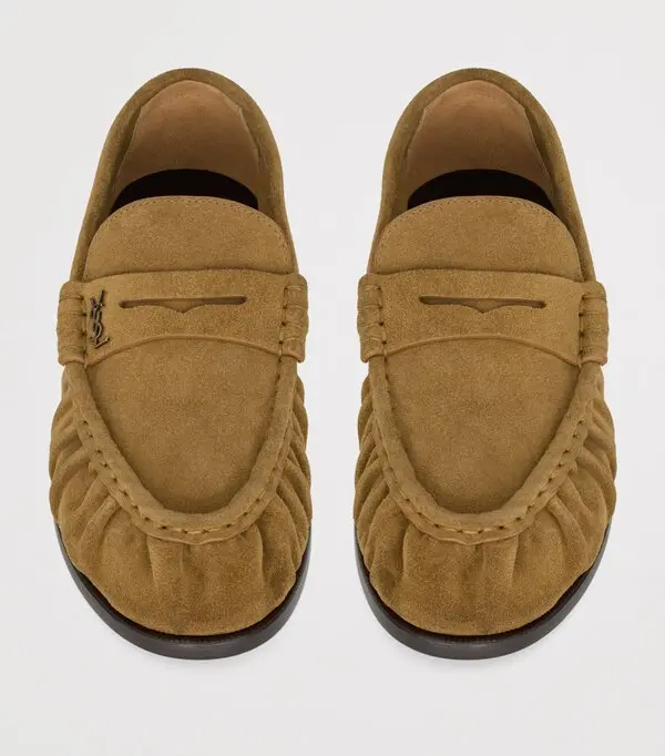 Saint Laurent Suede Leather Loafers - Nude