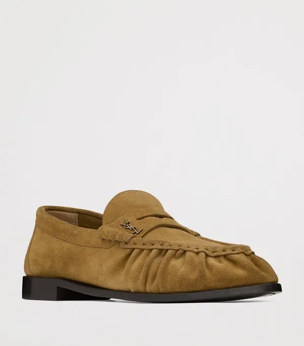 Saint Laurent Suede Leather Loafers - Nude