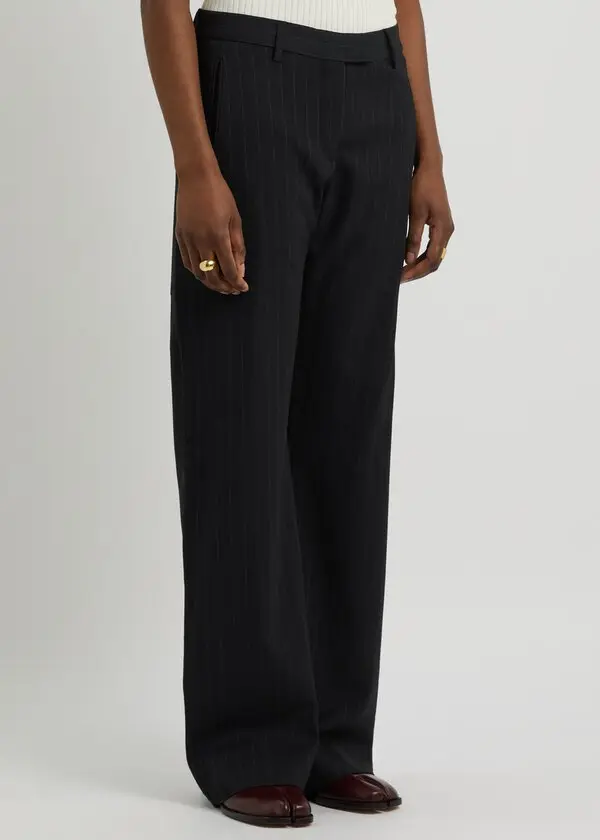 Acne Studios Pinstriped Straight-leg Twill Trousers - Navy