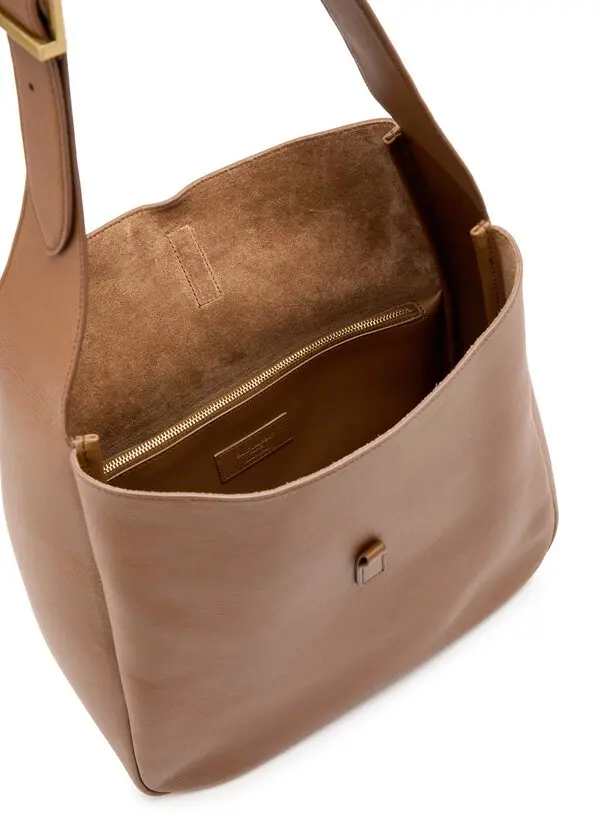 Saint Laurent Le 5 À 7 Large Leather Hobo Bag - Tan