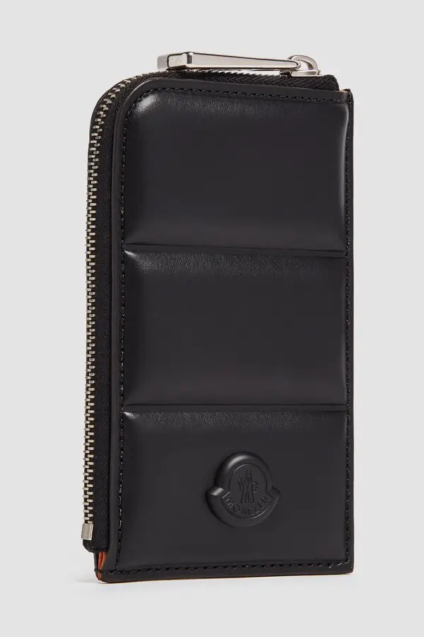 限定価格MONCLER ブラックレザー ケース Moncler Black Quilted Leather Card Holder Moncler