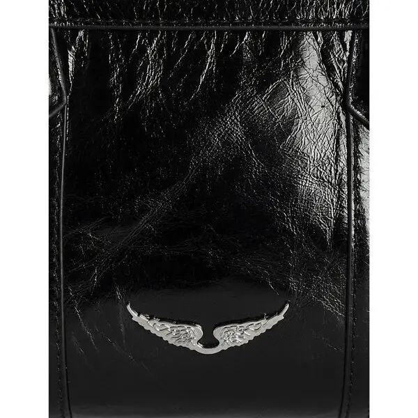 Zadig&Voltaire Wing-embellished Leather Shoulder Bag - Noir
