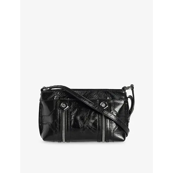 Zadig&Voltaire Wing-embellished Leather Shoulder Bag - Noir