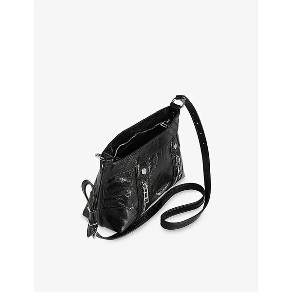 Zadig&Voltaire Wing-embellished Leather Shoulder Bag - Noir