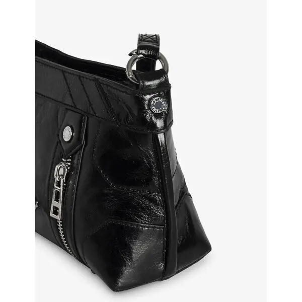 Zadig&Voltaire Wing-embellished Leather Shoulder Bag - Noir