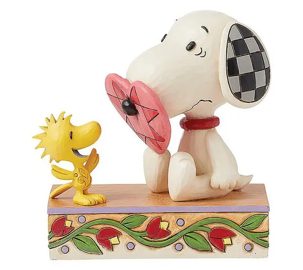 JIM SHORE Peanuts Snoopy Heart On Nose W/woo Dstock Figurine - One-color