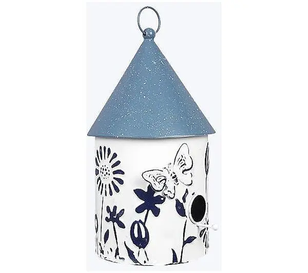 YOUNG'S INC. Young's Metal Blue & White Birdhouse