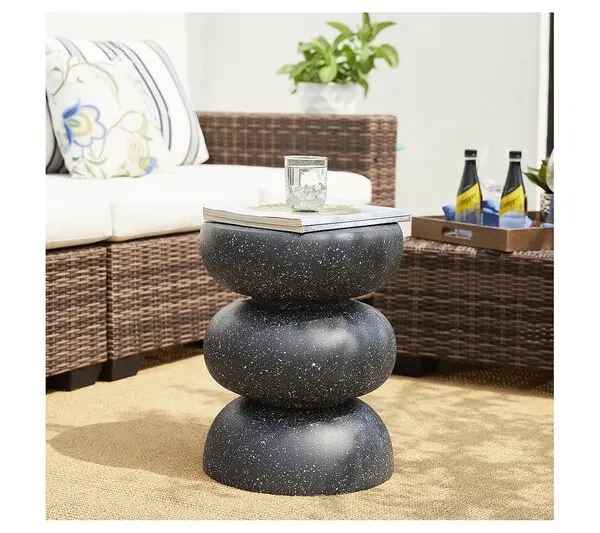 GLITZHOME 18' Sphere Stack Faux Terrazzo Garden Stool / Table