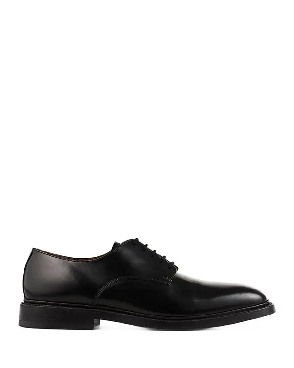 Sandro Glazed Leather Derby Shoes - Black