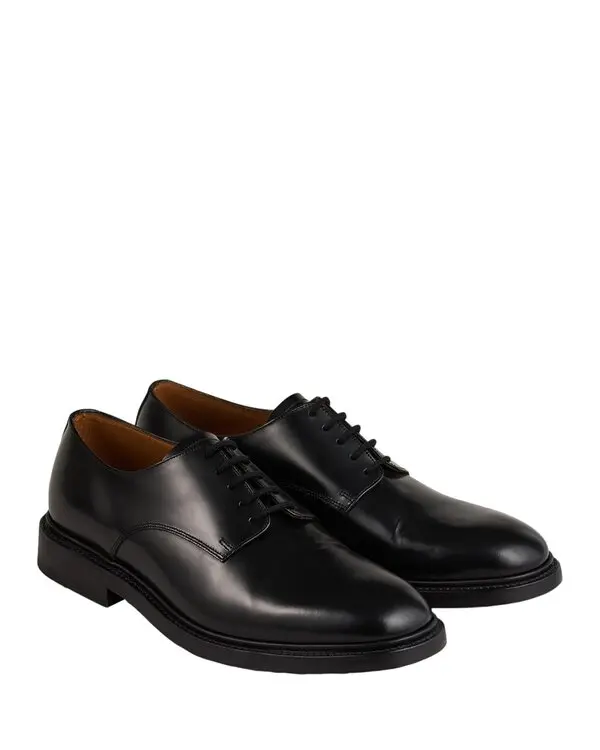 Sandro Glazed Leather Derby Shoes - Black