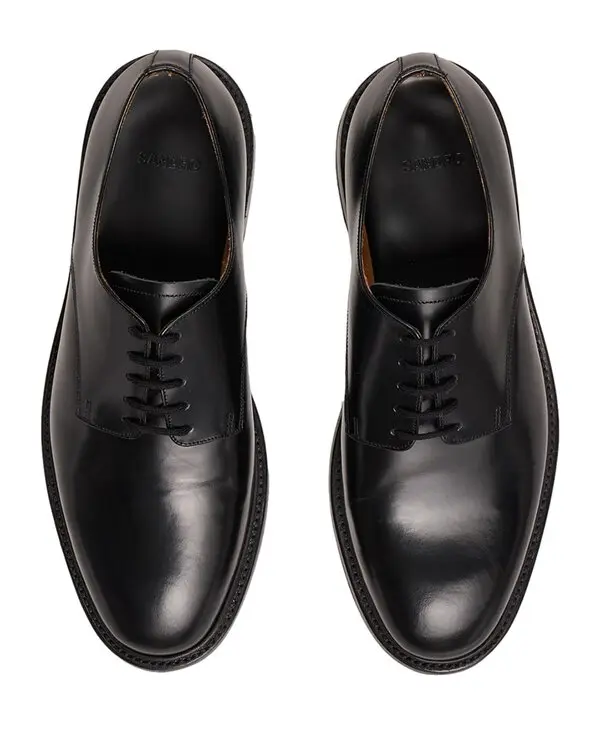 Sandro Glazed Leather Derby Shoes - Black