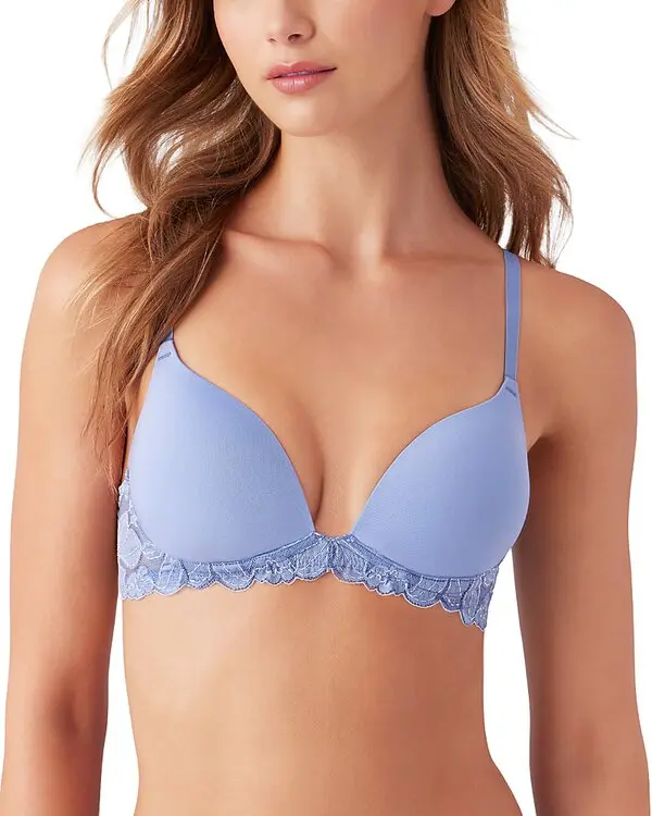 Wacoal B. Tempt'd Feeling Famous Wire Free Push Up Bra - Country Blue Lace