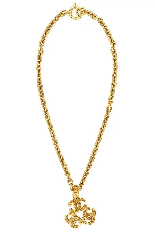 Chanel 1994 Triple Cc Pendant Necklace - Gold