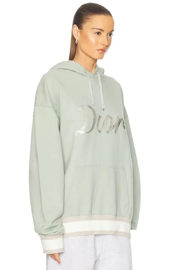 Dior Logo Embroidered Hoodie - Sage | Editorialist