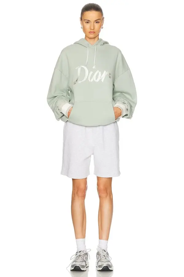 Dior Logo Embroidered Hoodie - Sage | Editorialist