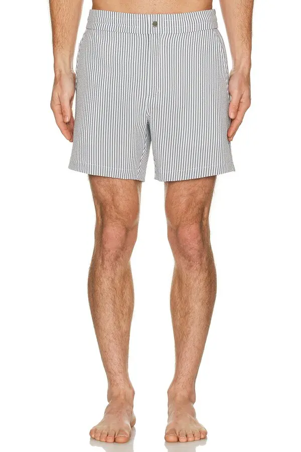 Simkhai Swim Trunks In Grey - Midnight Stripe