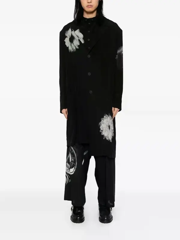 Yohji Yamamoto Flower-print Slit Jacket