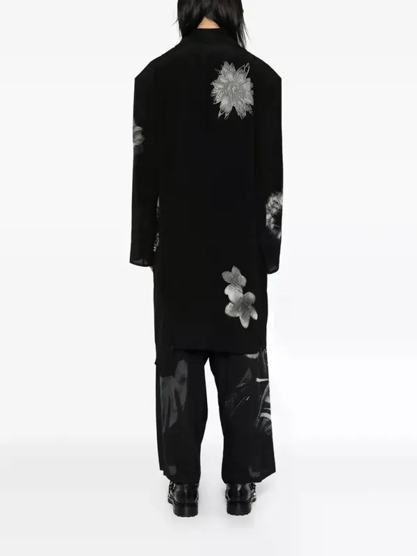 Yohji Yamamoto Flower-print Slit Jacket