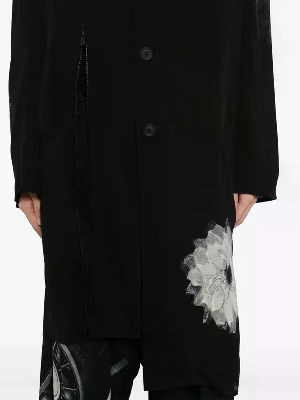 Yohji Yamamoto Flower-print Slit Jacket