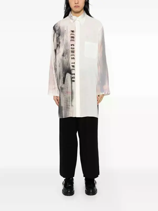 Yohji Yamamoto Abstract Print Oversized Shirt