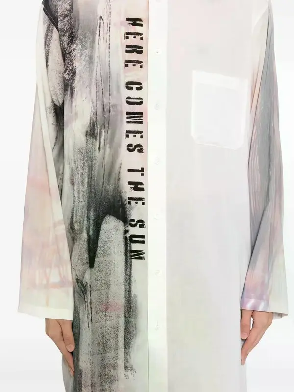 Yohji Yamamoto Abstract Print Oversized Shirt