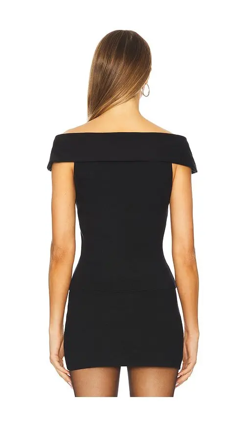 Majorelle Off-the-shoulder Knit Top With Faux Pearl Buttons