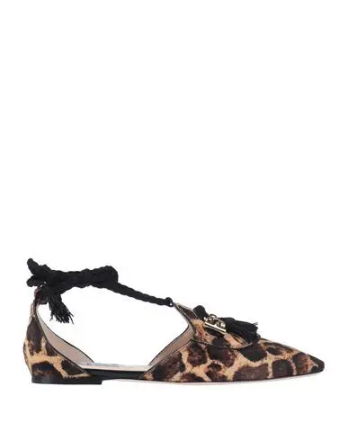 TOD'S Leopard Print Leather Ballet Flats - Beige