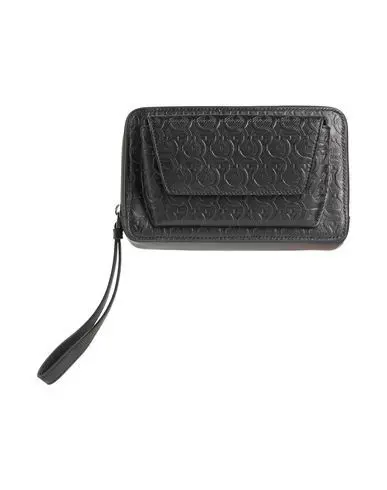 FERRAGAMO Leather Wristlet - Black